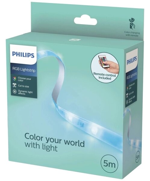 Philips - RGB LED димируема лента 5m LED/12W/230V + дистанционно ...