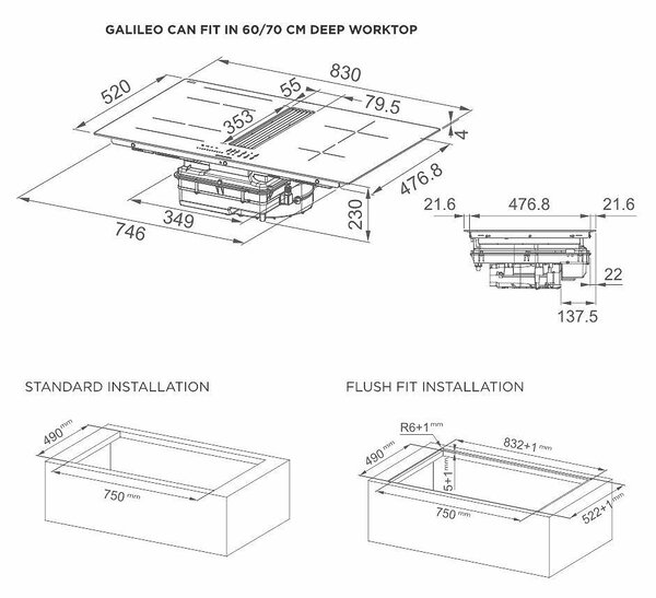 Faber GALILEO LINEAR A830 Аспиратор за вграждане в работен плот и долна ...