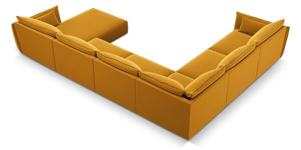 Кадифен ъглов диван в цвят горчица (ляв ъгъл/U форма) Vanda – Mazzini ...